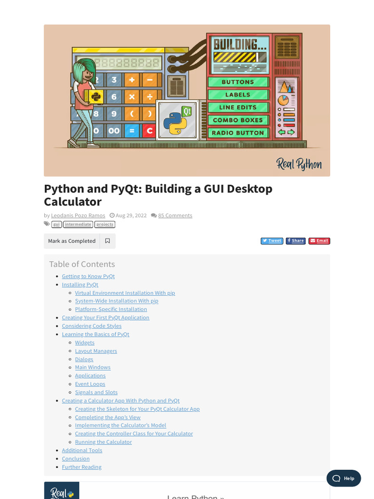 Python and PyQt - Building A GUI Desktop Calculator - Real Python | PDF ...