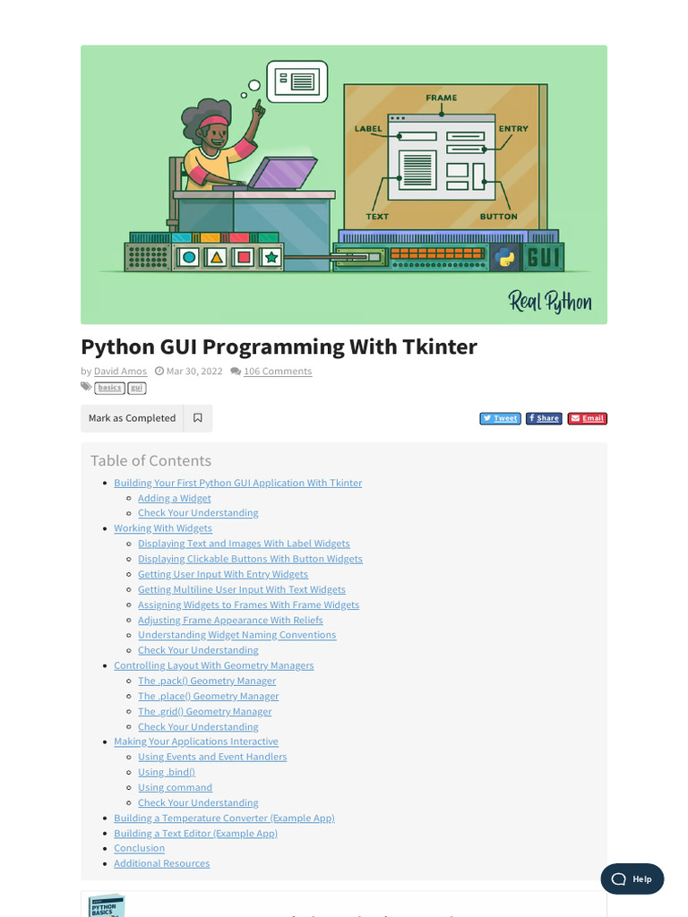 Python Gui Programming With Tkinter Real Python Pdf Graphical User Interfaces Button