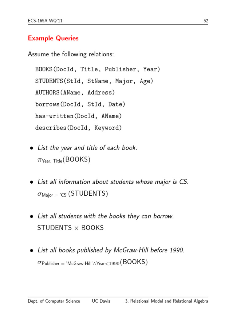 Assignment of Relational Algebra With Solutions | PDF | Relational ... Assignment of Relational Algebra With Solutions | PDF | Relational ...