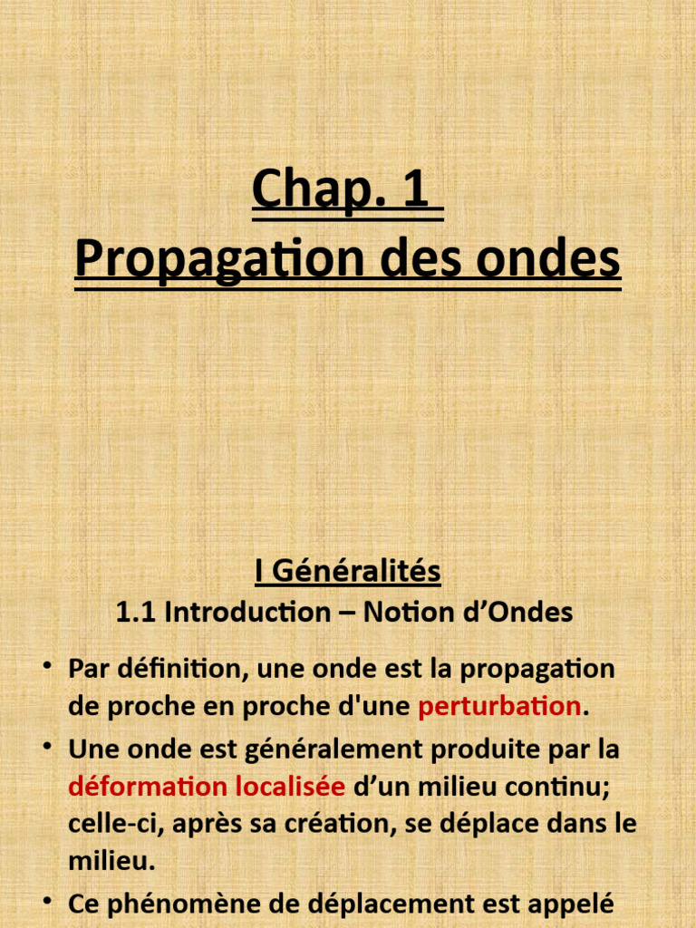 Chap1 Onde propagation | PDF | Vagues | Physique