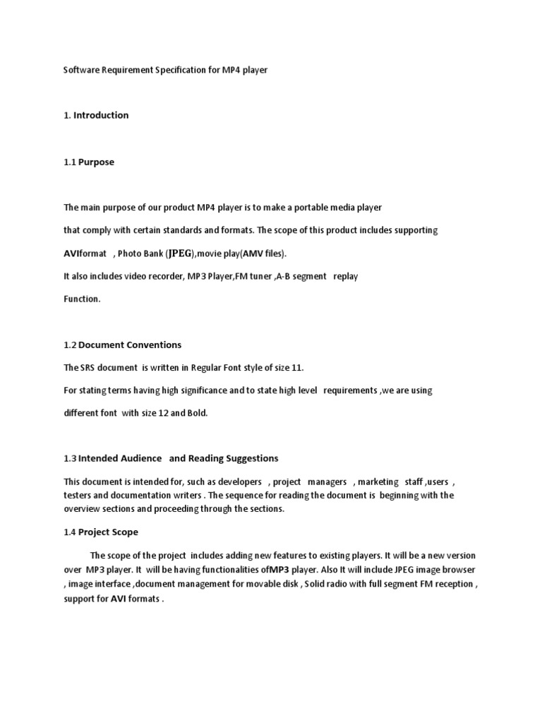 Deepak Software Requirement Specification For MP4 Player | PDF | Codec ...
