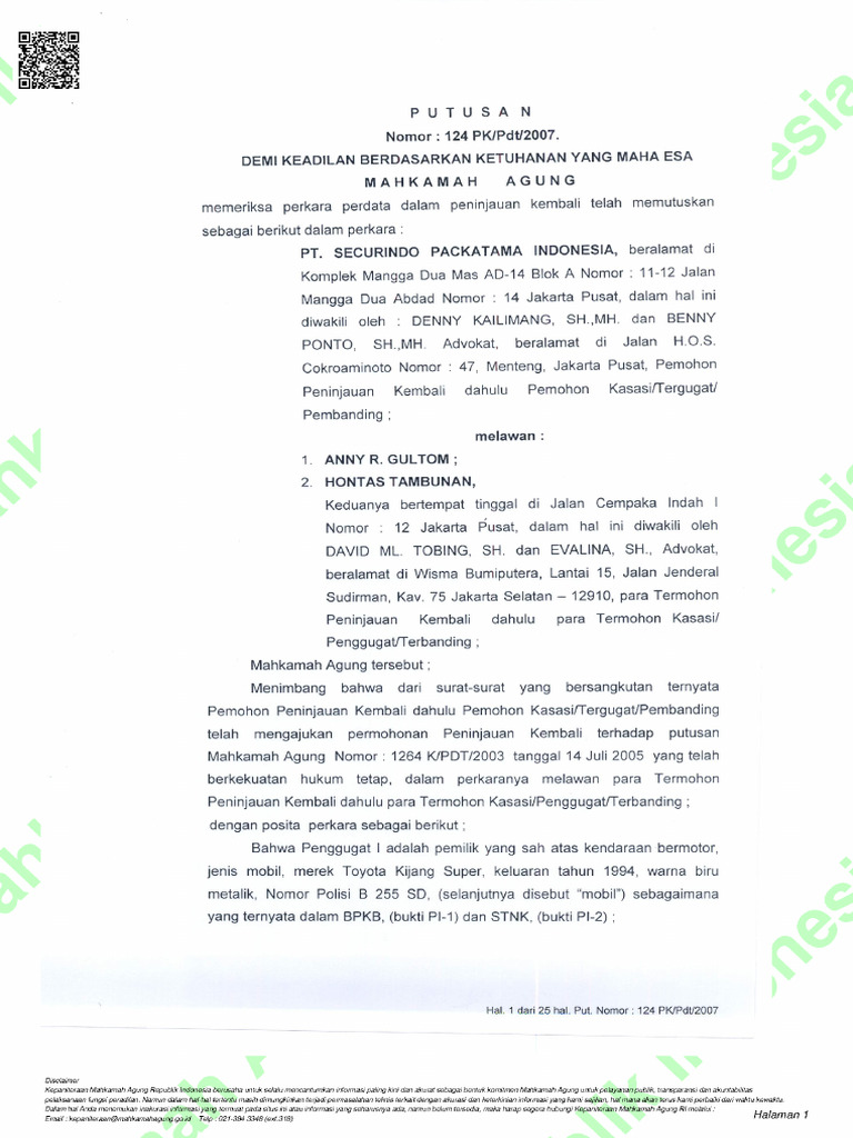 Putusan 124 PK PDT 2007 20230604011905 | PDF