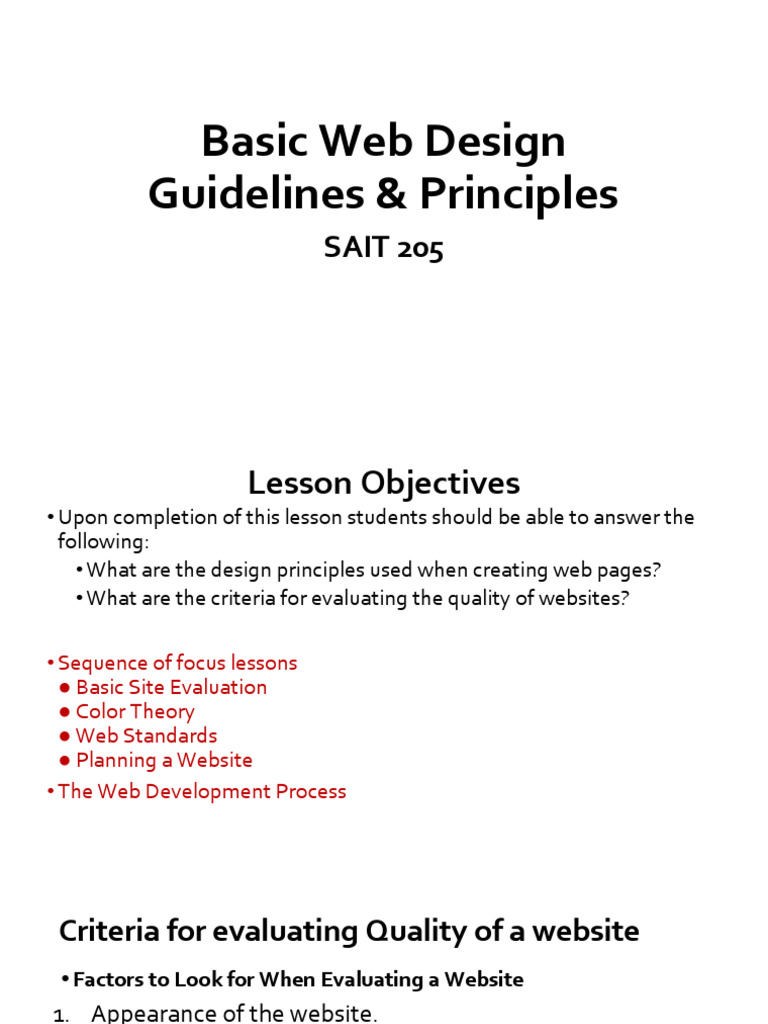 Lecture 7 Basic Web Design Principles and Guidelines | PDF | Websites ...