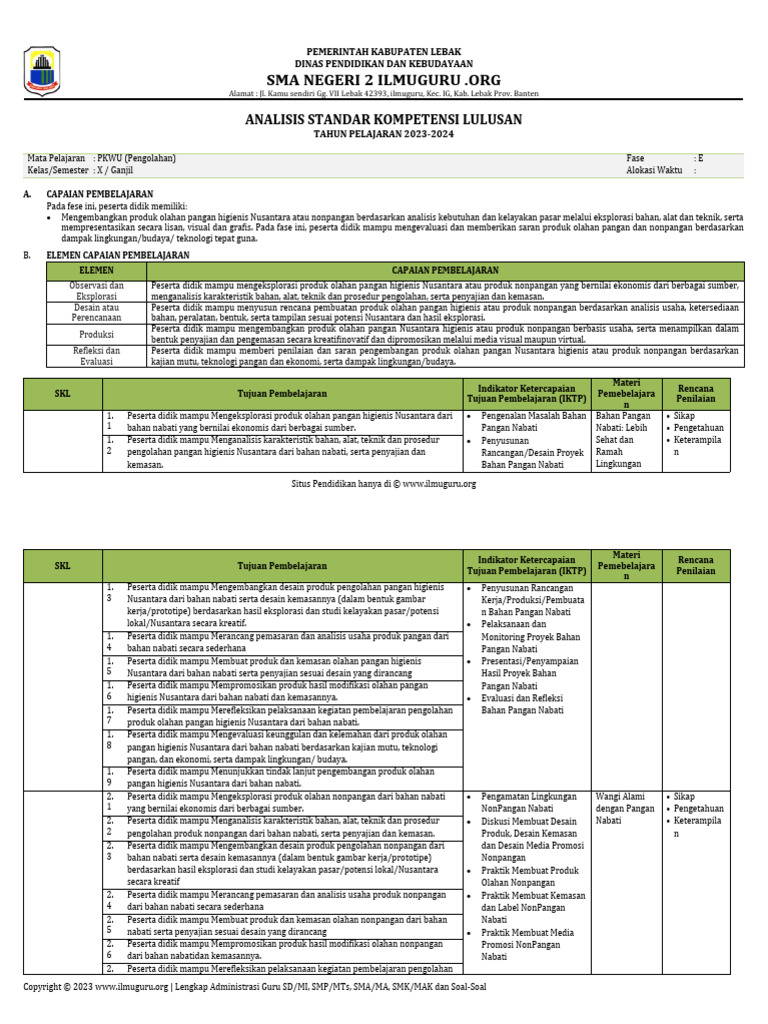 Analisis Standar Kompetensi Lulusan (SKL) | PDF
