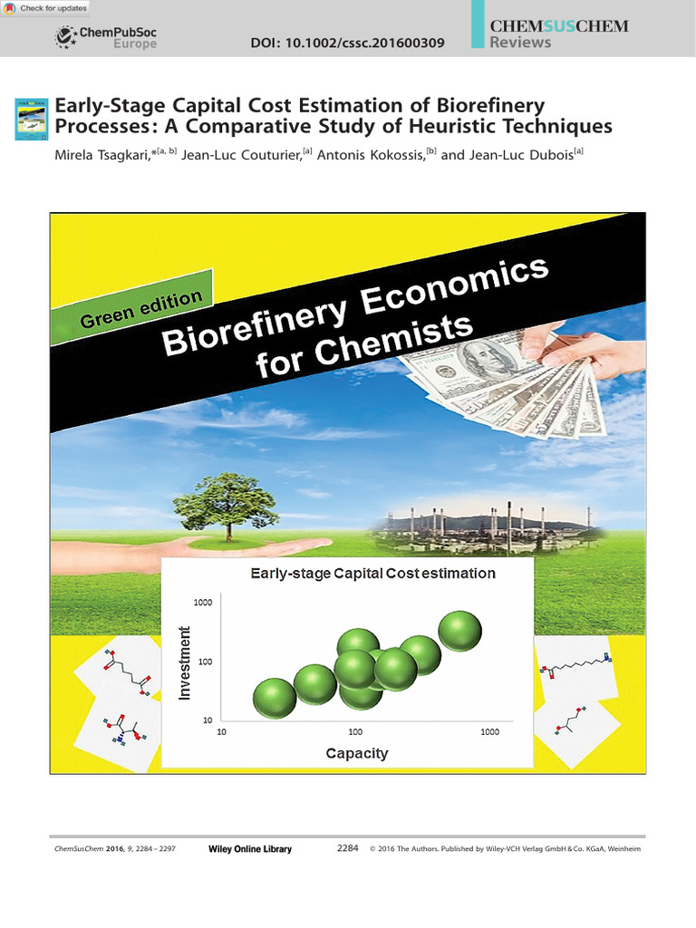 ChemSusChem - 2016 - Tsagkari - Early Stage Capital Cost Estimation of ...