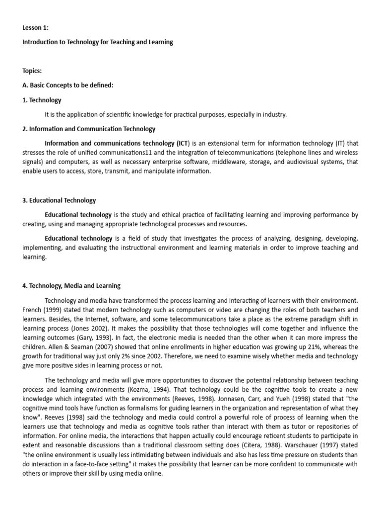 Lesson 1-2 (EDUC 204) | PDF | Educational Technology | Information And Communications Technology