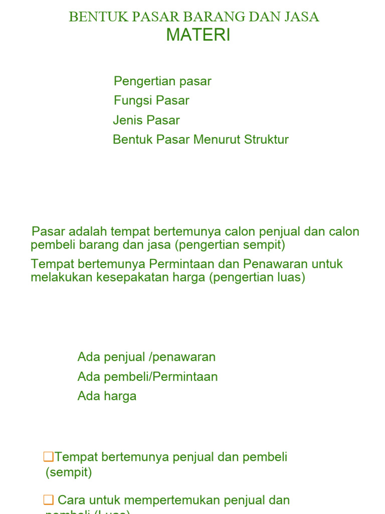 Bentuk dan Jenis Pasar Barang dan Jasa | PDF