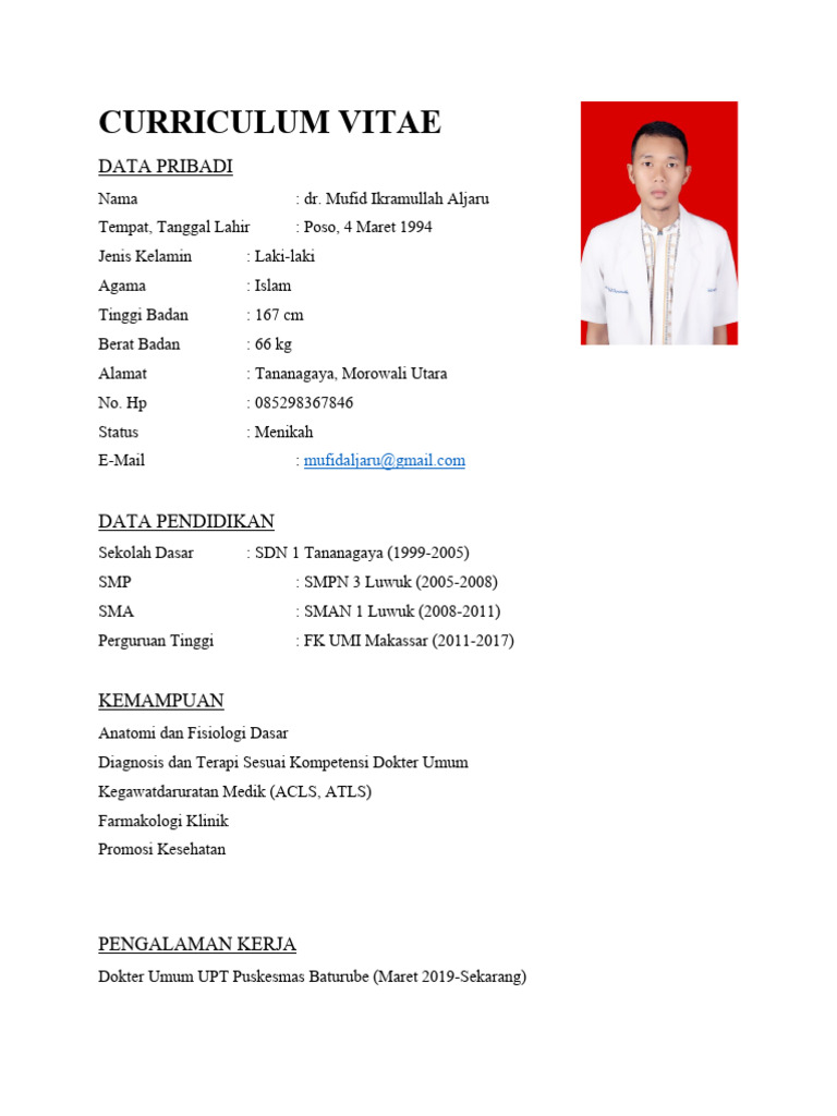 Curriculum Vitae Mufid | PDF | Pengembangan Diri | Gaya Hidup