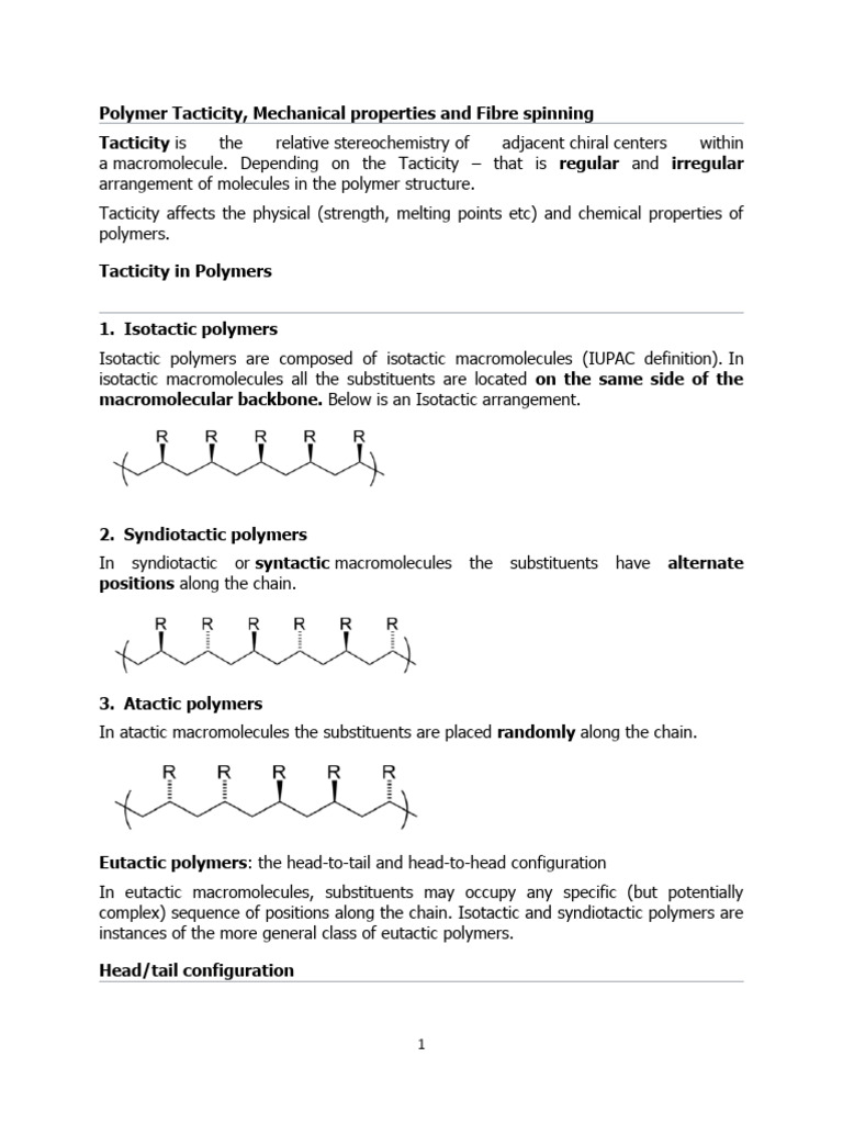 Polymer Tacticity | PDF | Viscoelasticity | Polymers