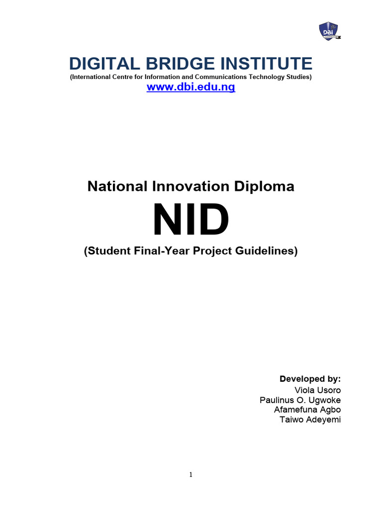 Digital Bridge Institute: National Innovation Diploma | Download Free ...