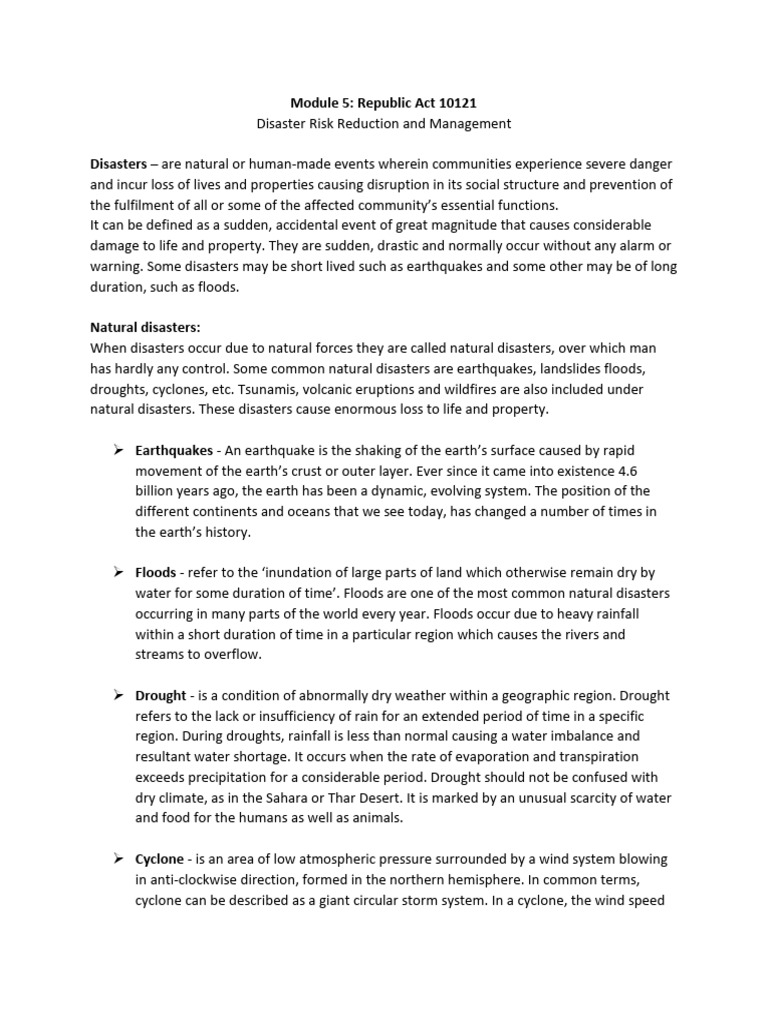 Module 5 Disaster Risk Reduction and Management - 1597165148 | PDF ...