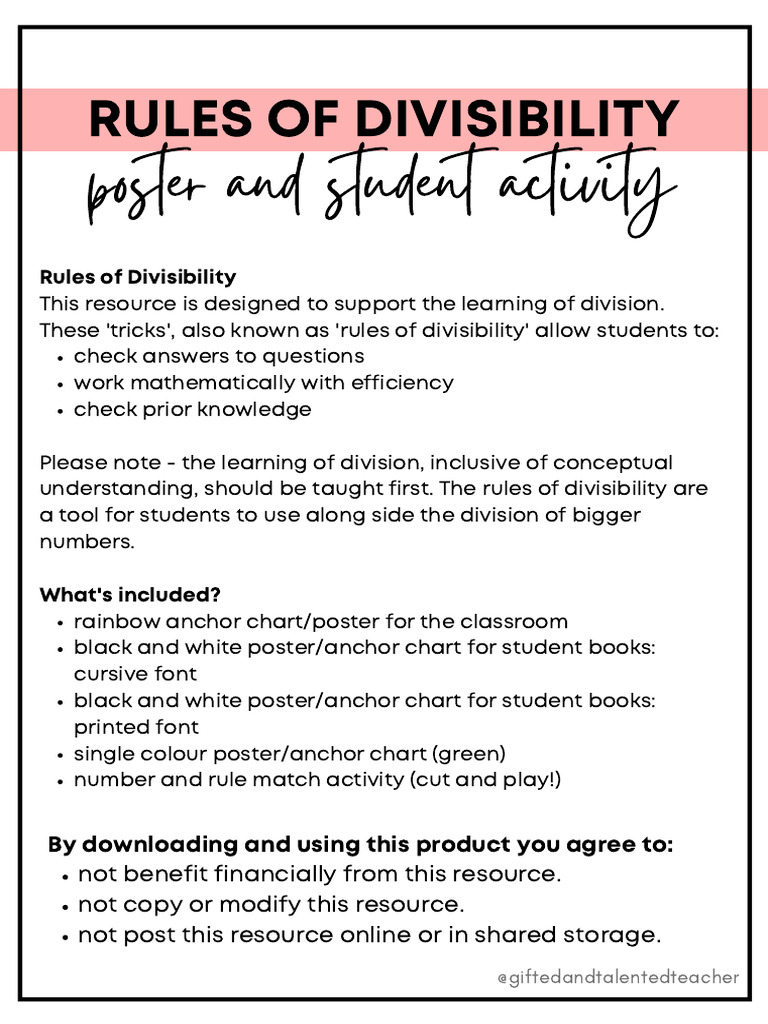RulesofDivisibilityFREEBIE-1 Unlocked | PDF | Human Communication ...