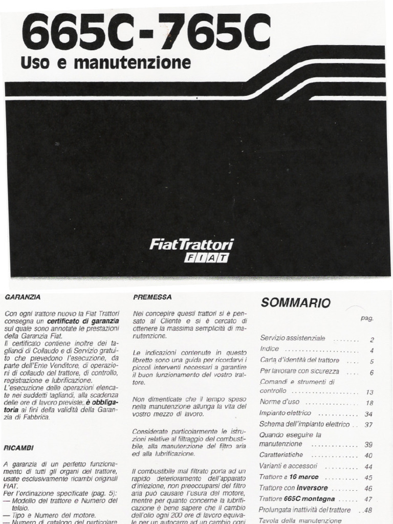 Uso e Manutenzione Fiat 665C-765C | PDF