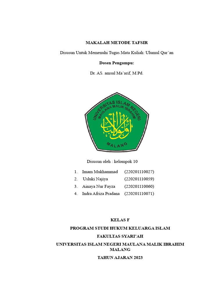 HKI 10 WORD Metode Tafsir Contoh | PDF