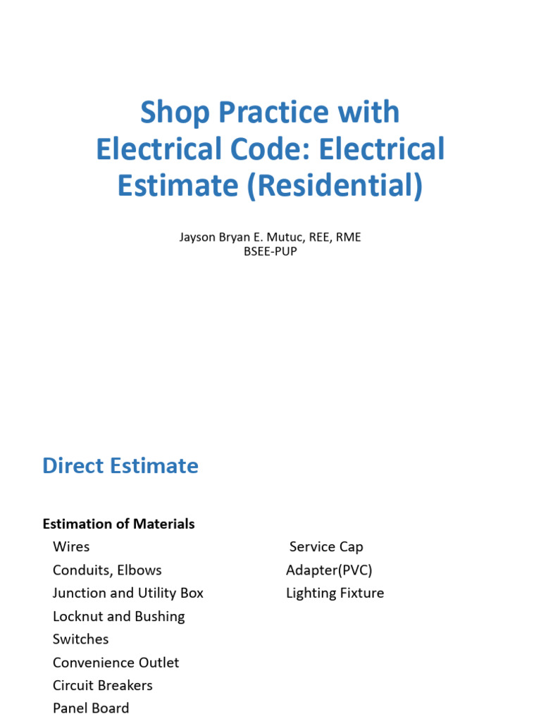 Lecture 13. Electrical System Estimate | Download Free PDF | Electrical ...