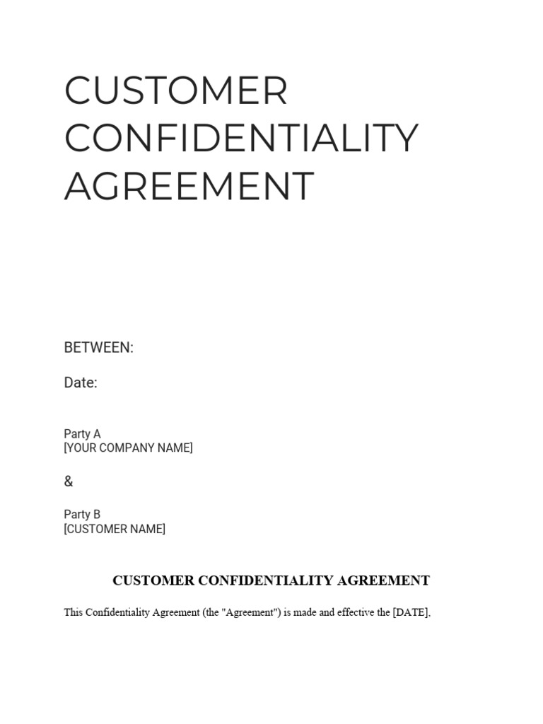 Customer Confidentiality Agreement | PDF | Non Disclosure Agreement ...