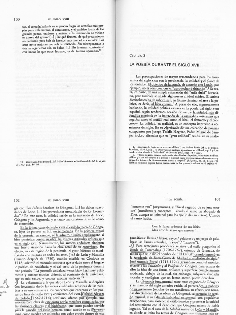 LA POESÍA Española Del Siglo XVIII | PDF