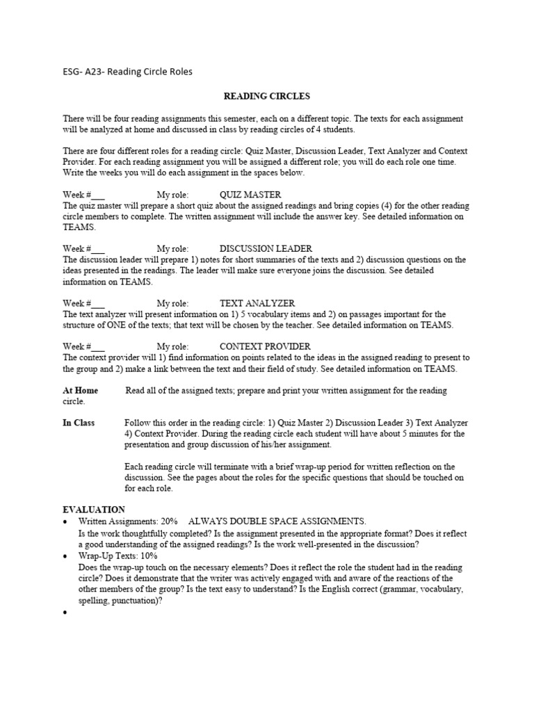 ESG RC Roles RC2 | PDF | Writing | Cognitive Science