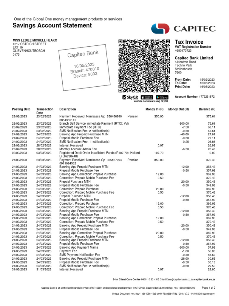 Account Statement | PDF | Debit Card | Prepaid Mobile Phone