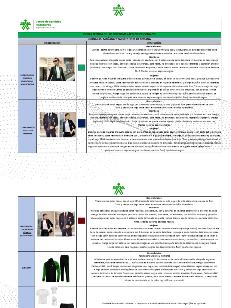 Uniformes - SENA - Aprendices FINAL HORIZONTAL 2023 | PDF | Camisa | Color