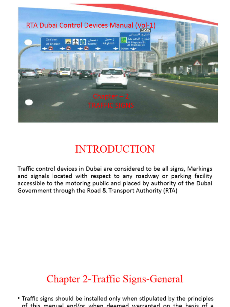 Dubai Traffic Signs Guide | PDF | Traffic | Road