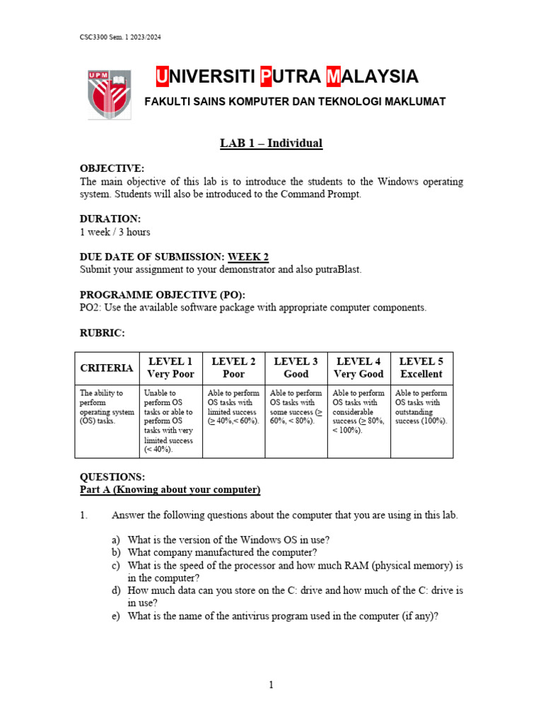 CSC3300 - Lab Activity 1 | PDF | Filename | Directory (Computing)