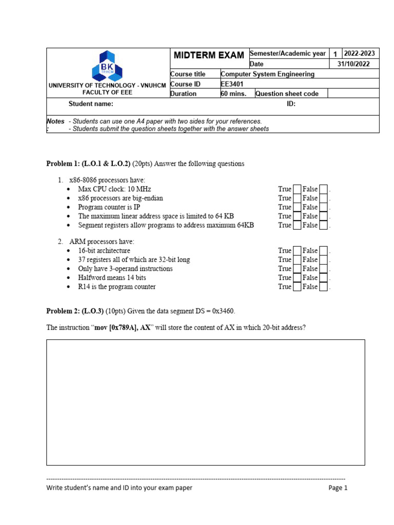 ECE391 Midterm 31-10-2022 Print | PDF | Computing | Classes Of Computers