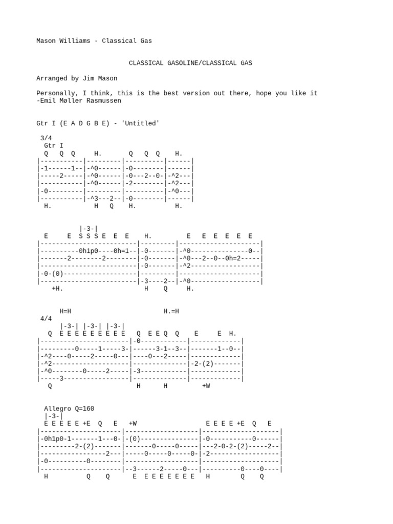 Mason Williams - Classical Gas | PDF