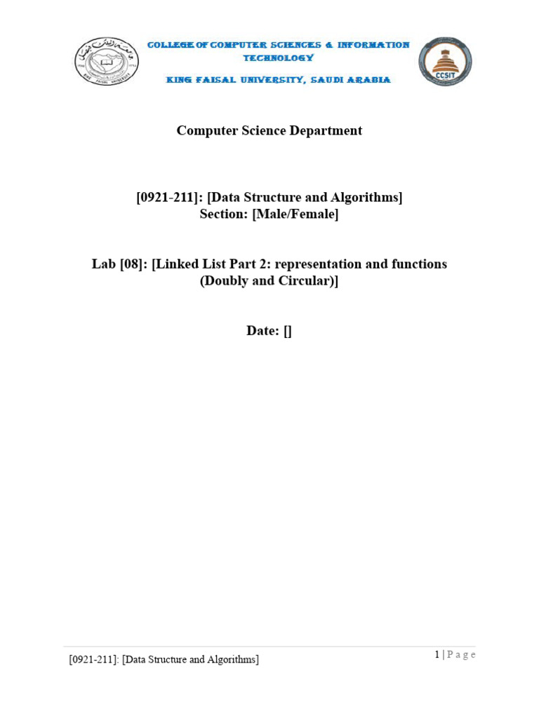 Lab 08 - Linked List Part II Representation and Functions | PDF ...