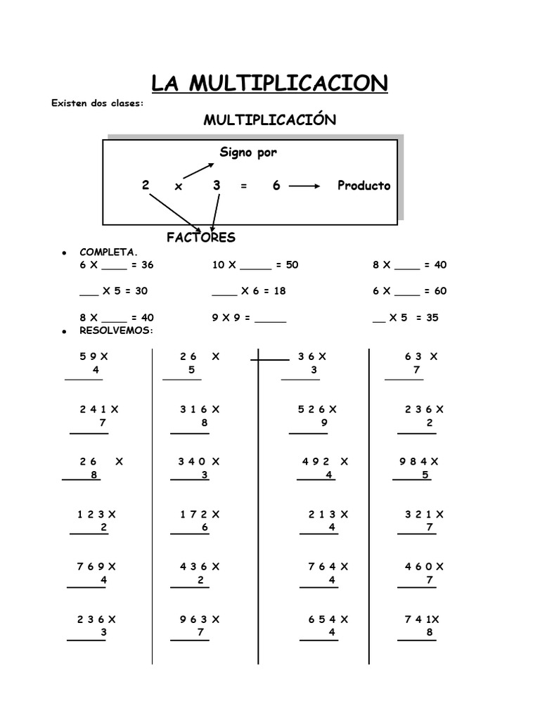 Multiplicacion y Division para Tercer Grado de Primaria | PDF ...