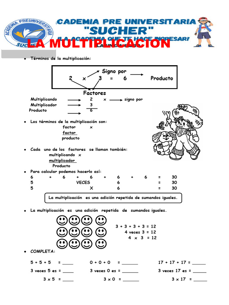 La Multiplicacion para Segundo Grado de Primaria SUCHER | PDF ...