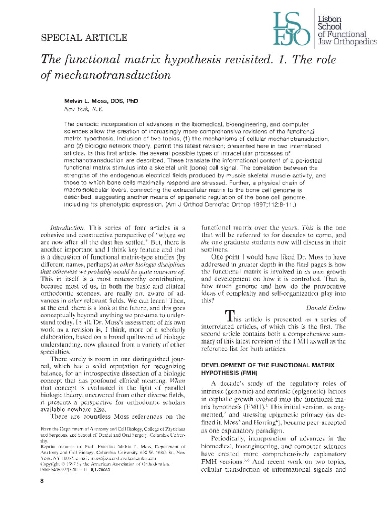 Moss The Functional Matrix | PDF