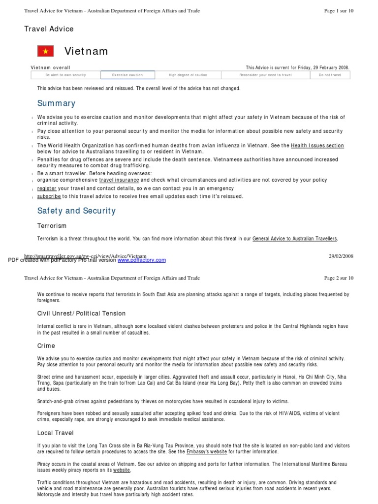 Smartraveller Gov Au Zw-Cgi View Advice Vietnam | PDF | Travel Visa ...