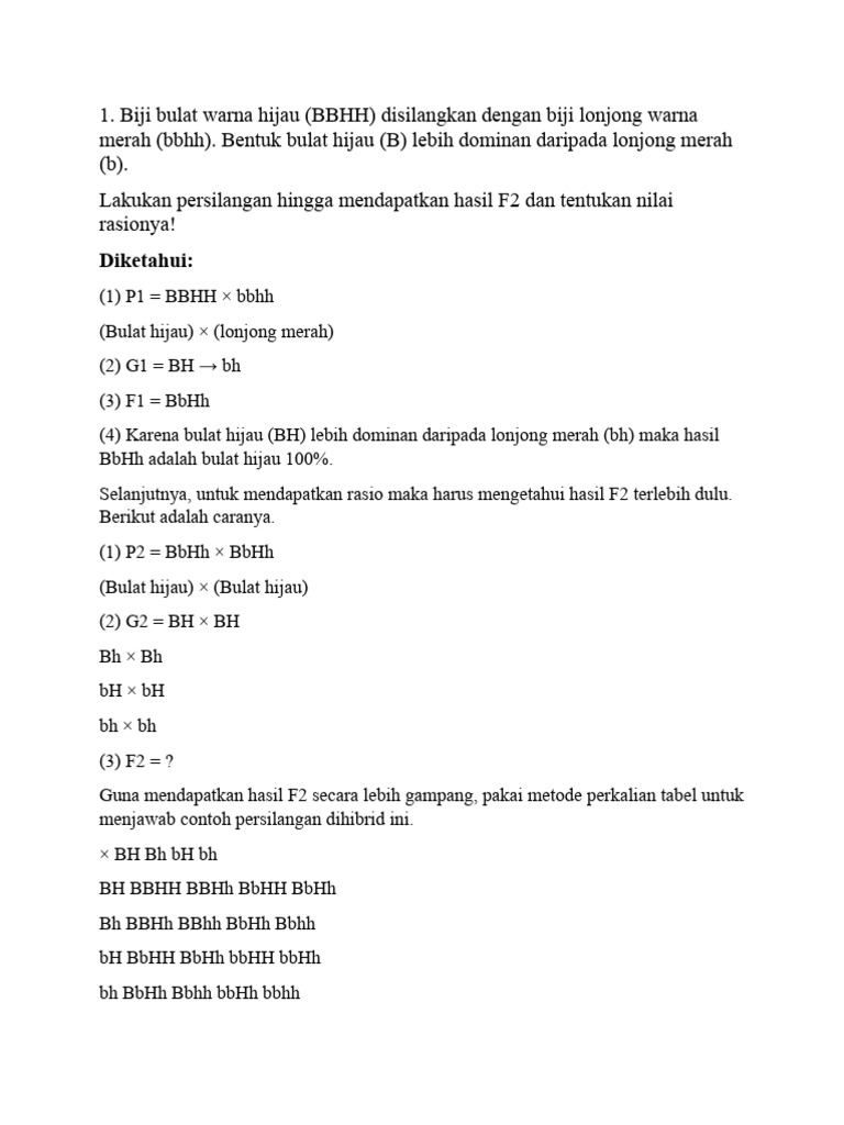 Rasio Persilangan Dihibrid Biji dan Fenotipe | PDF