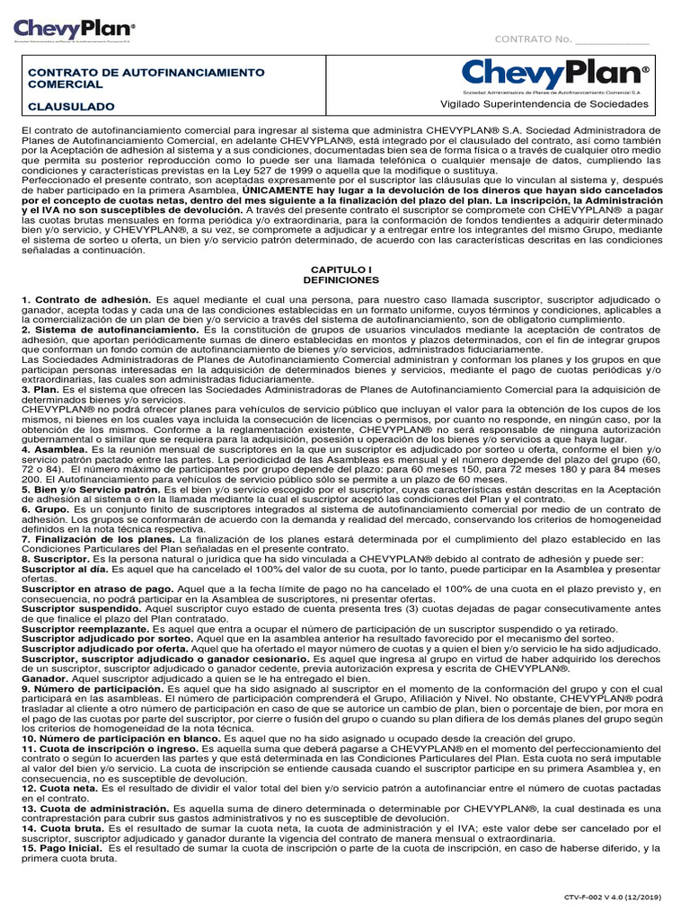 Formato de Aceptación de Adhesión Al Sistema de Autofinanciamiento y ...