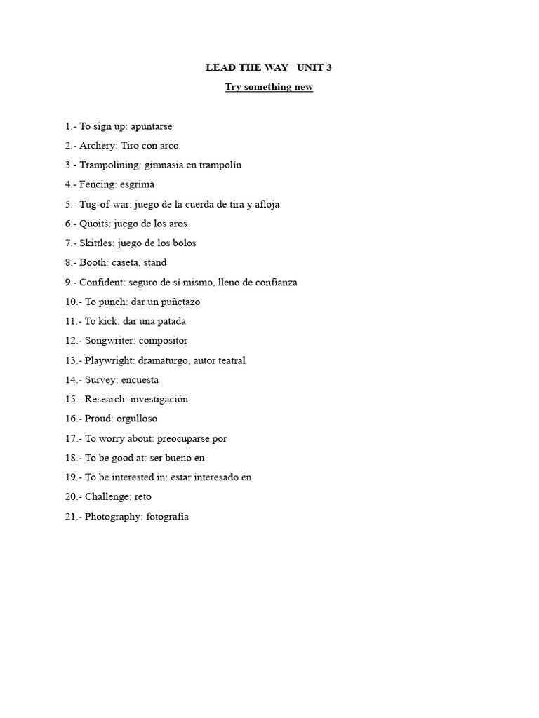 Vocabulary Unit 3 | PDF