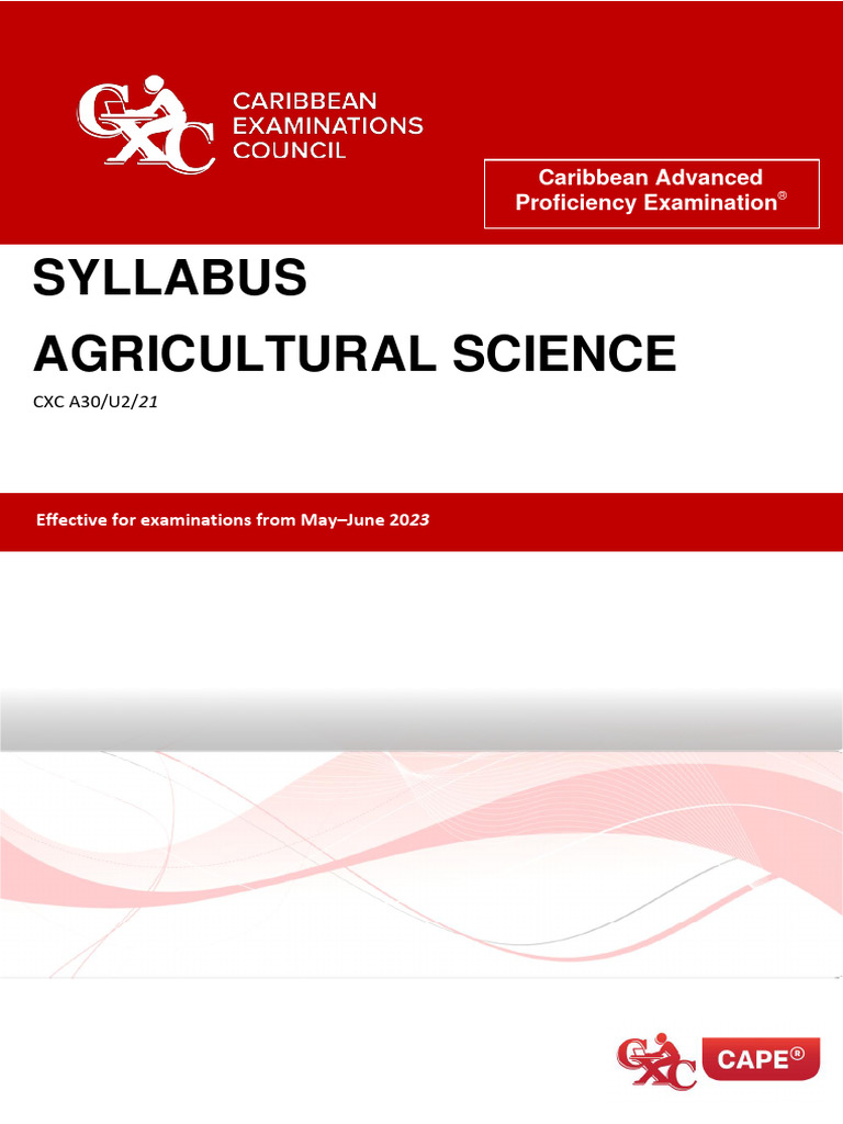 CAPE Agricultural Science Syllabus With Specimen Papers | PDF | Soil ...