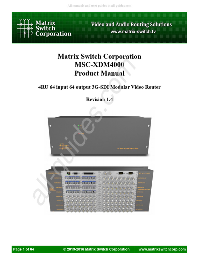 Matrix Switch Corporation MSC xdm4000 Product Manual 64 | PDF ...
