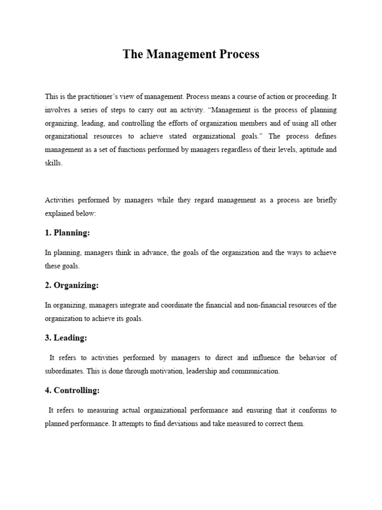 The Management Process | PDF | Recruitment | Goal