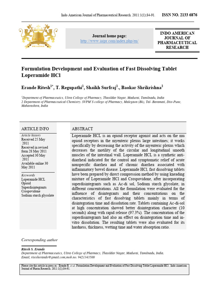 B3 Formulation Development And Evaluation Of Fast Dissolving Tablet 8314 Pdf Tablet