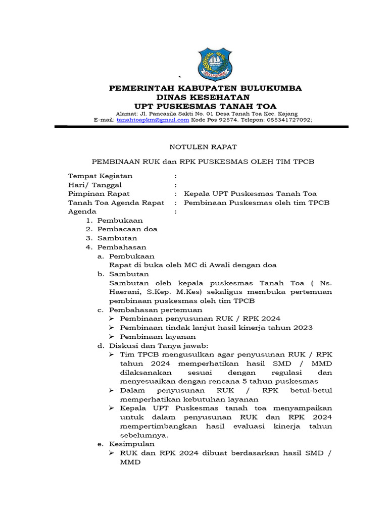 Notulen Rapat TPCB Fix | PDF | Sains & Matematika | Teknologi & Rekayasa