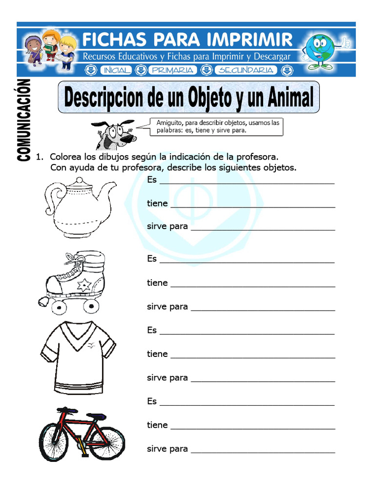 Ficha de Descripción para Primero de Primaria | PDF