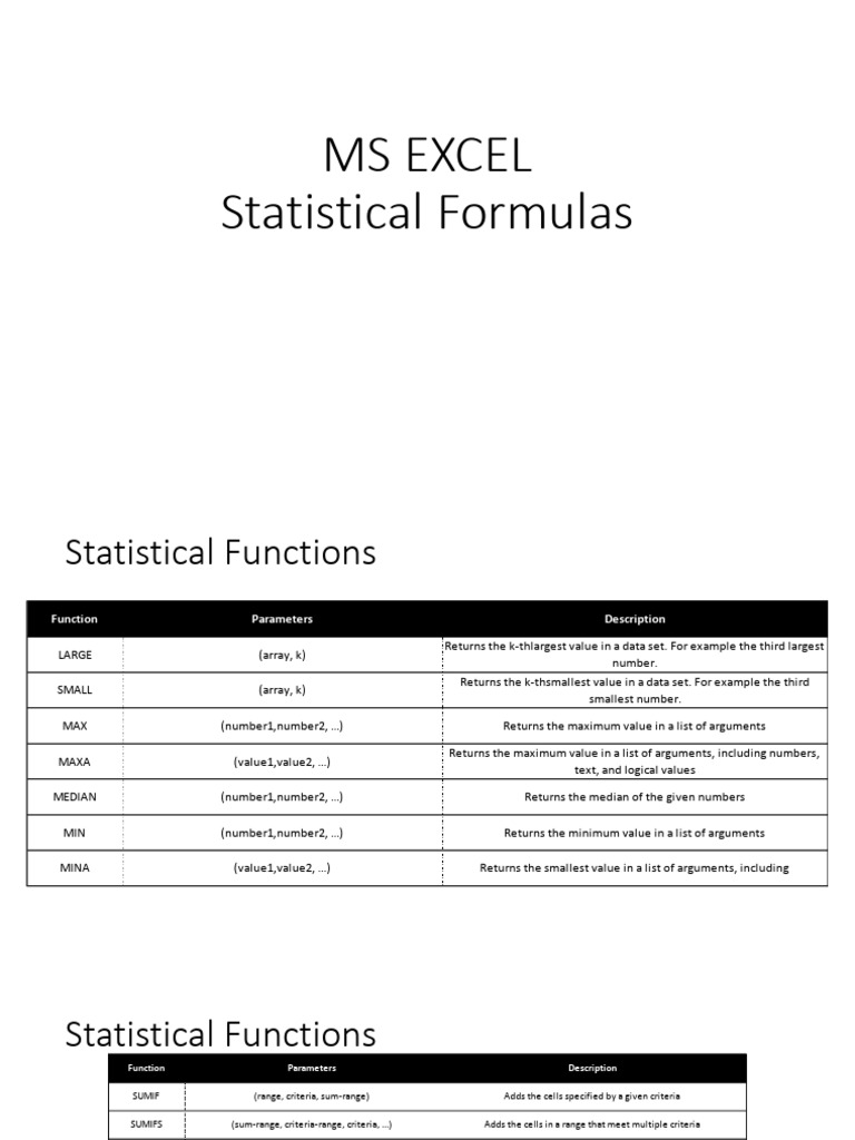 Lecture 13 Statistical Functions | Download Free PDF | Average | Arithmetic Mean