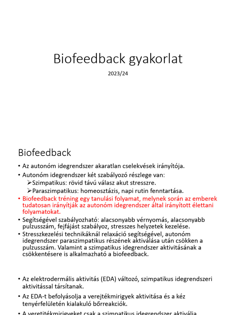 Biofeedback Gyakorlat | PDF