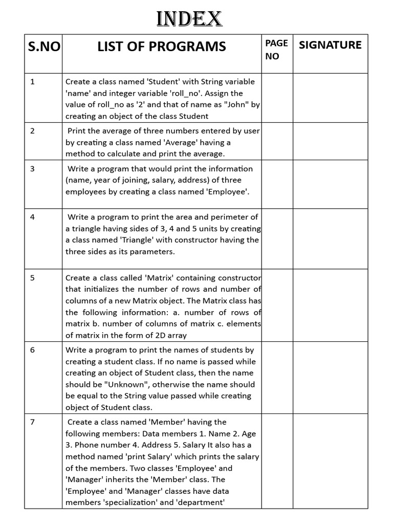 Java Index Pdf Inheritance Object Oriented Programming Method Computer Programming 