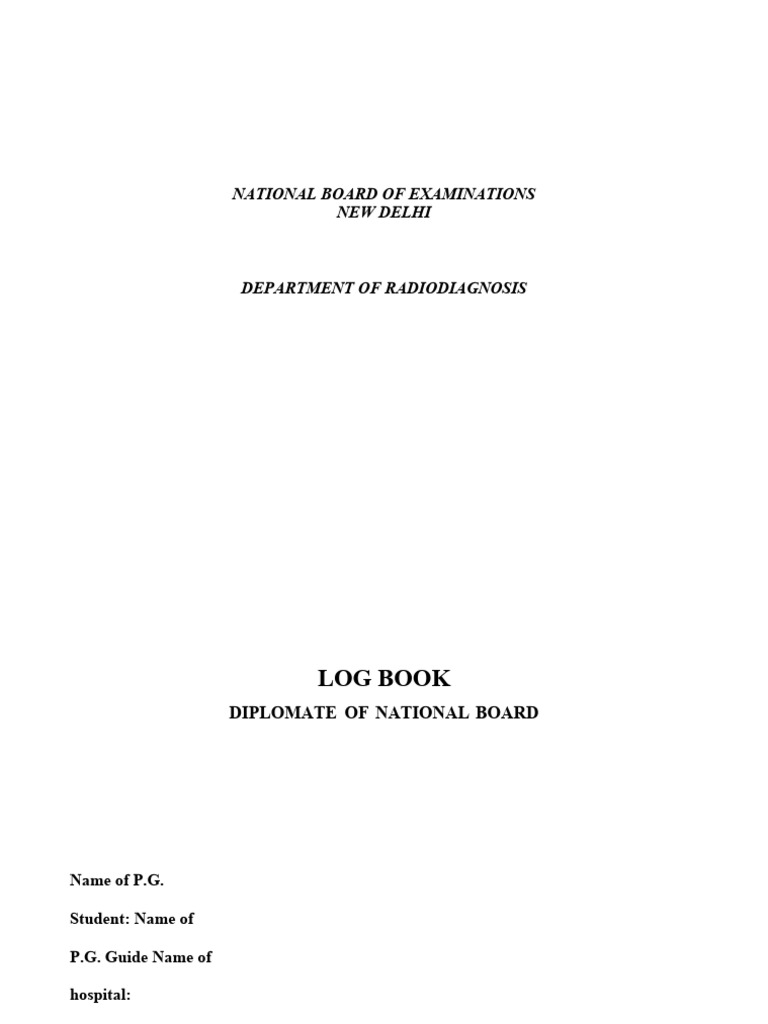 DNB Log Book | PDF | Radiology | Patient