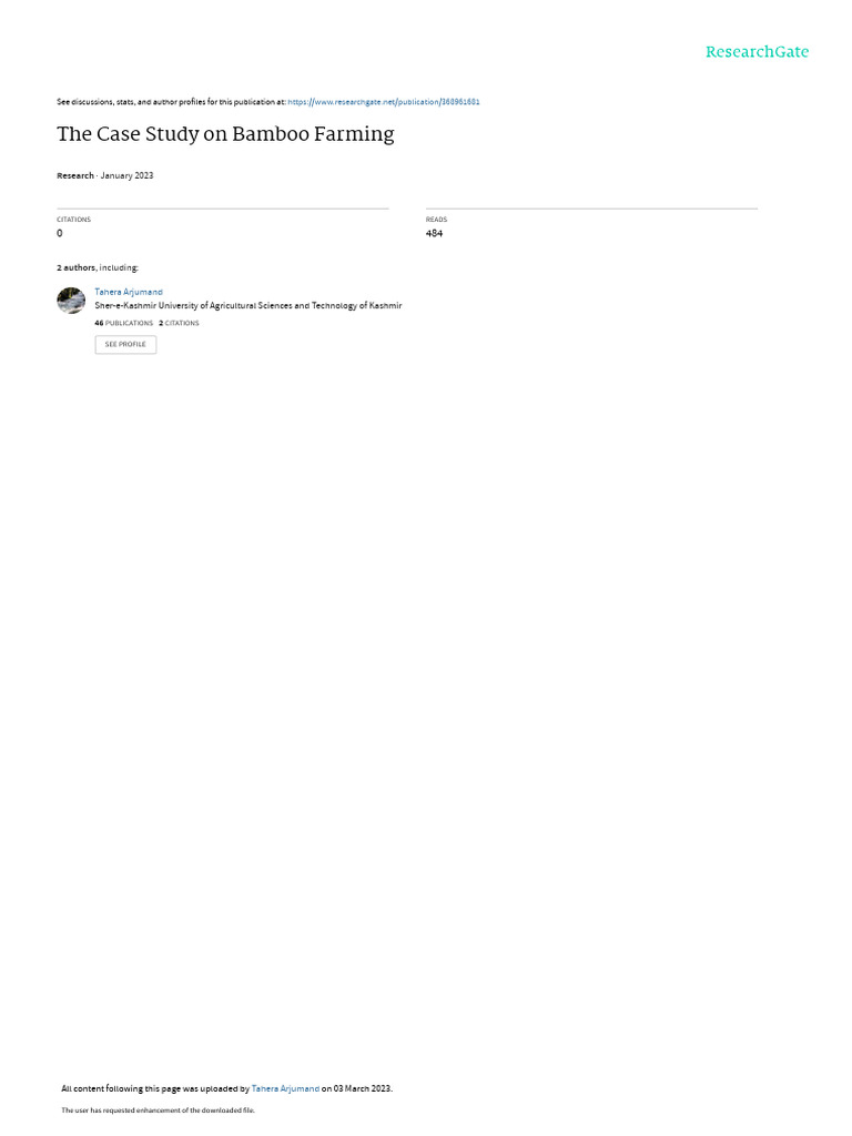 Case Studyon Bamboo Farming | PDF | Bamboo | Agriculture