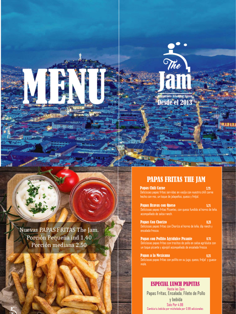 Menú The Jam: Papas, Nachos y Más | PDF | Parilla | Taco