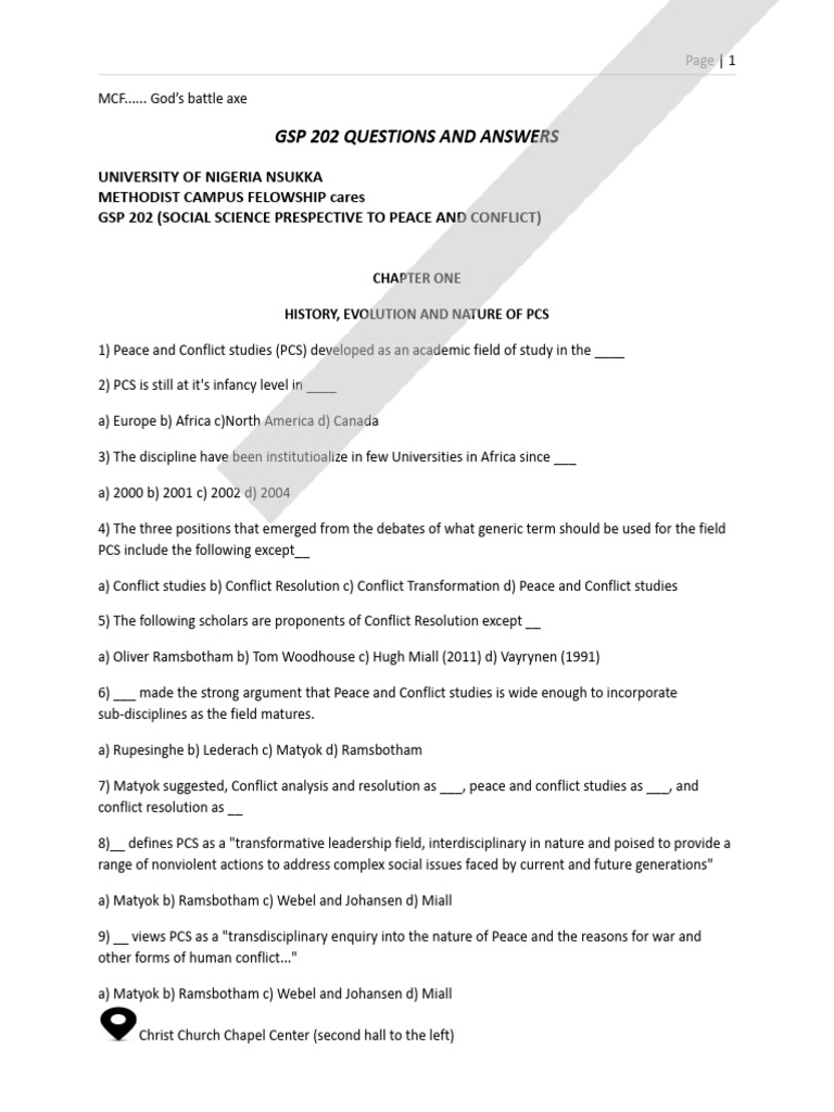 GSP 202 Questions & Answers | PDF | Peacekeeping | Nonviolence