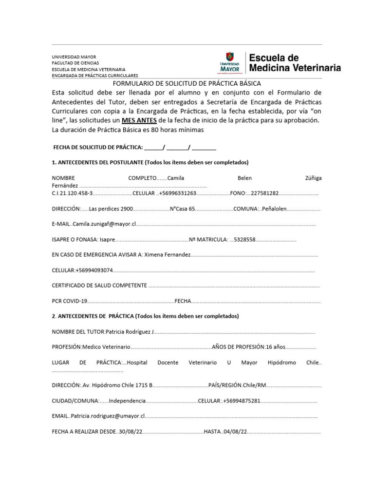 Formularios Practicas 2022 | PDF | Medicina